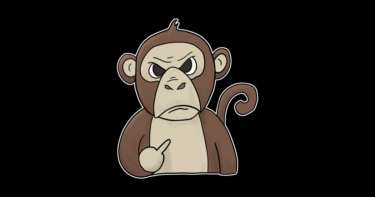 Grumpy Monkey Ape Holding Middle Finger - Middle Finger - Sticker ...