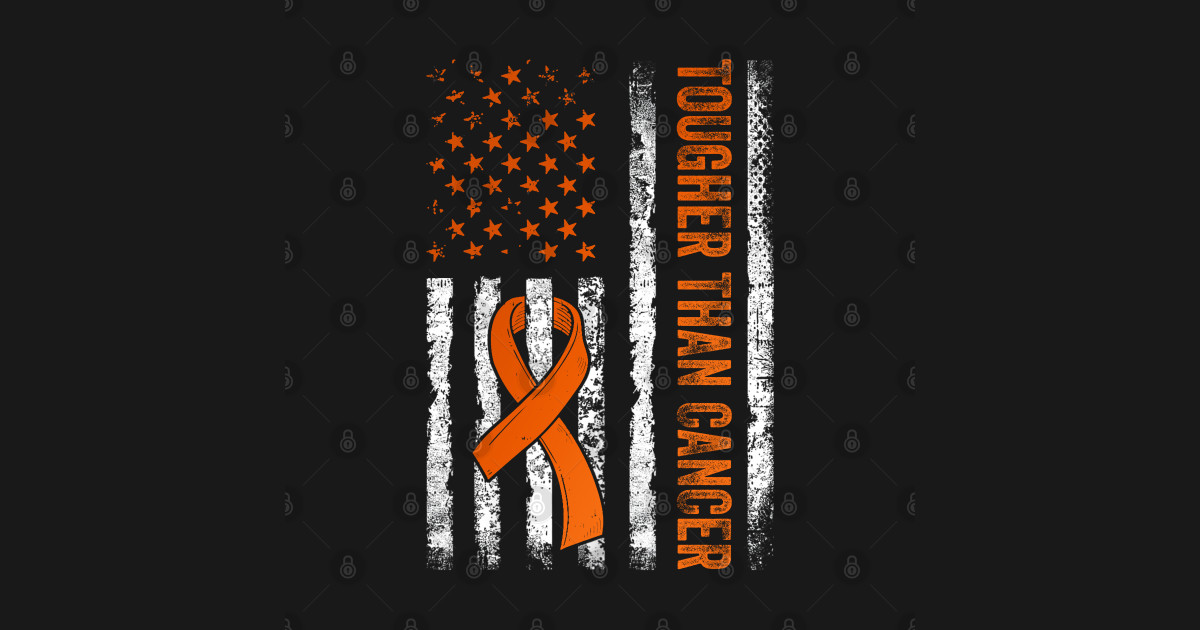 Tougher Than Cancer Leukemia Awareness Us Flag Orange Ribbon - Leukemia ...