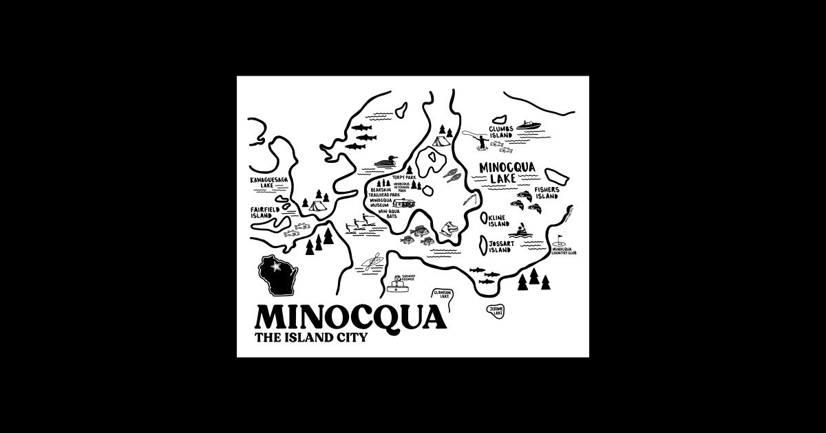 Minocqua Map - Minocqua - Posters and Art Prints | TeePublic
