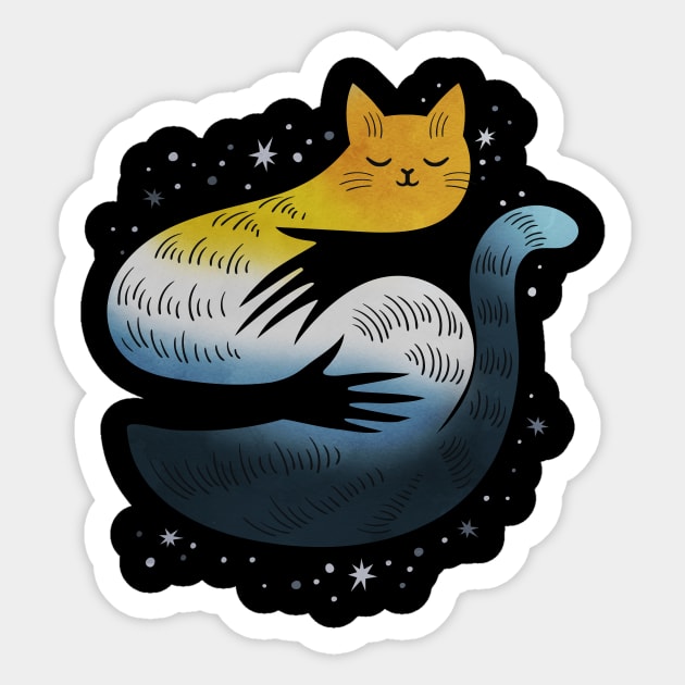 Aroace Cat Hug LGBT Asexual Aromantic Pride Flag - Aroace - Sticker ...