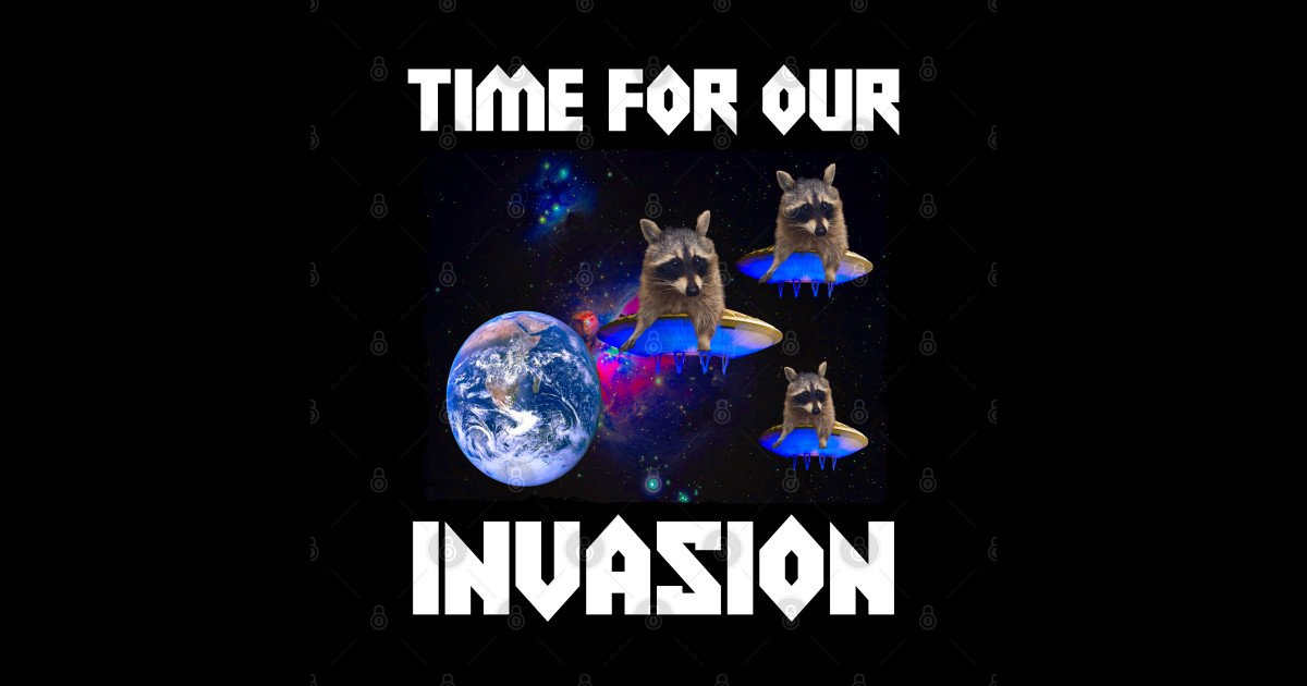 Alien UFO Funny Raccoon - Funny Raccoon - Sticker | TeePublic