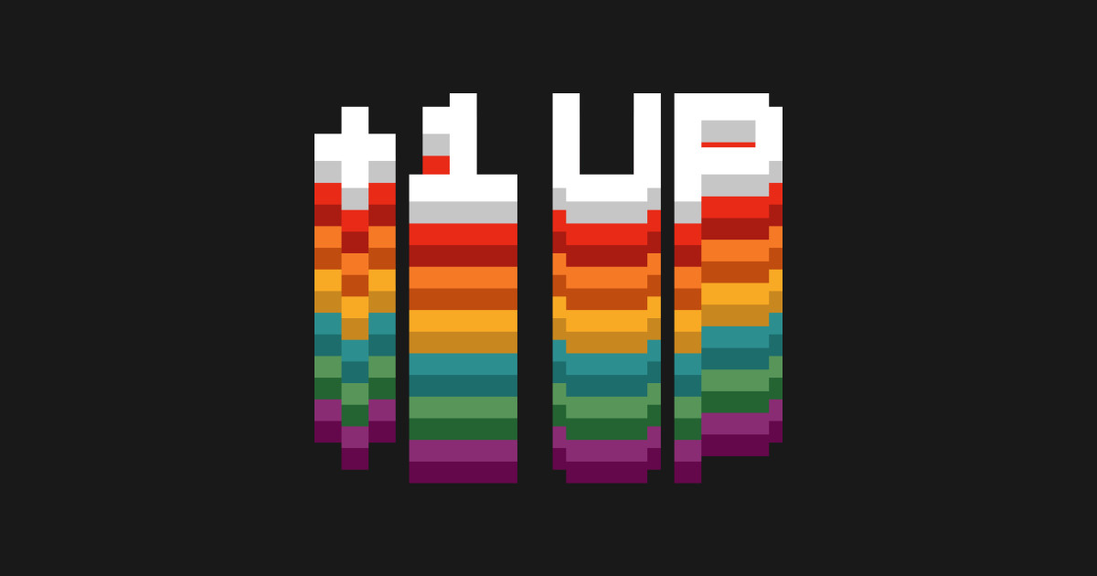 +1UP LGBT - Colorful Pixel Extra Life (with dark colors) - 1up - T ...