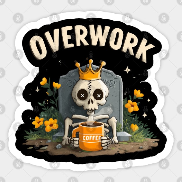 Sleepy Skeleton Coffee - Skeleton - Sticker | TeePublic