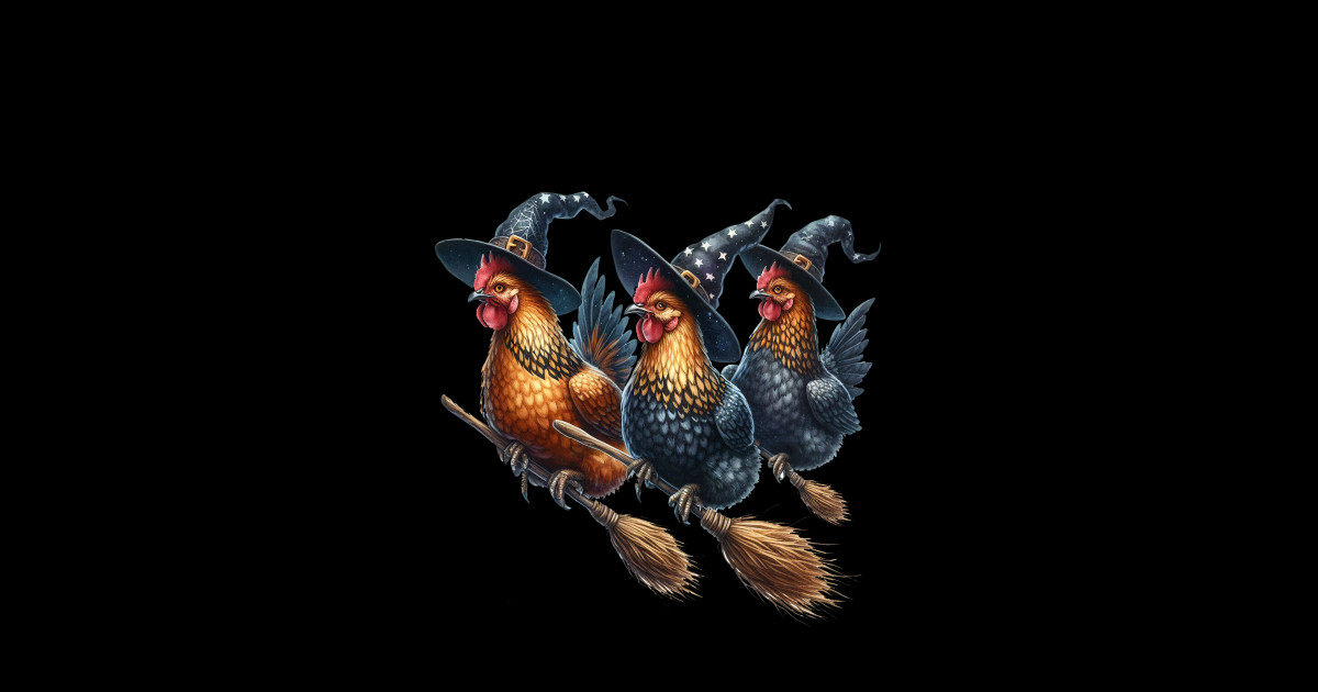 Tonight We Fly Witch Chickens on Brooms Funny Halloween Art - Tonight ...