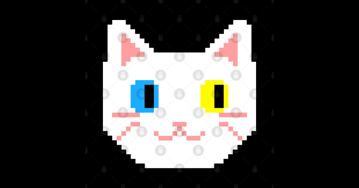 WHITE CAT PIXEL ART by ARTAISM - White Cat - Sticker | TeePublic