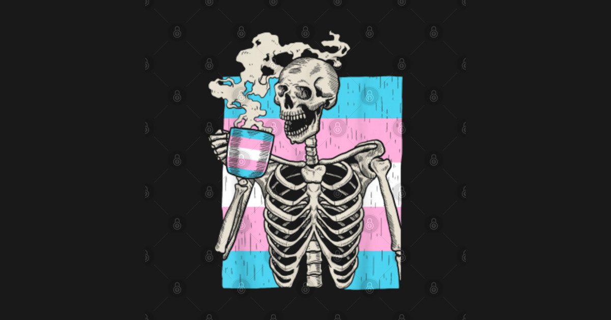 Skeleton bones transgender pride flag - Skeletonbones - T-Shirt | TeePublic