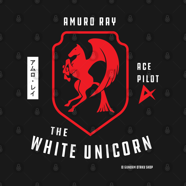 Amuro Ray | White Unicorn Emblem - Gundam - Crewneck Sweatshirt | TeePublic