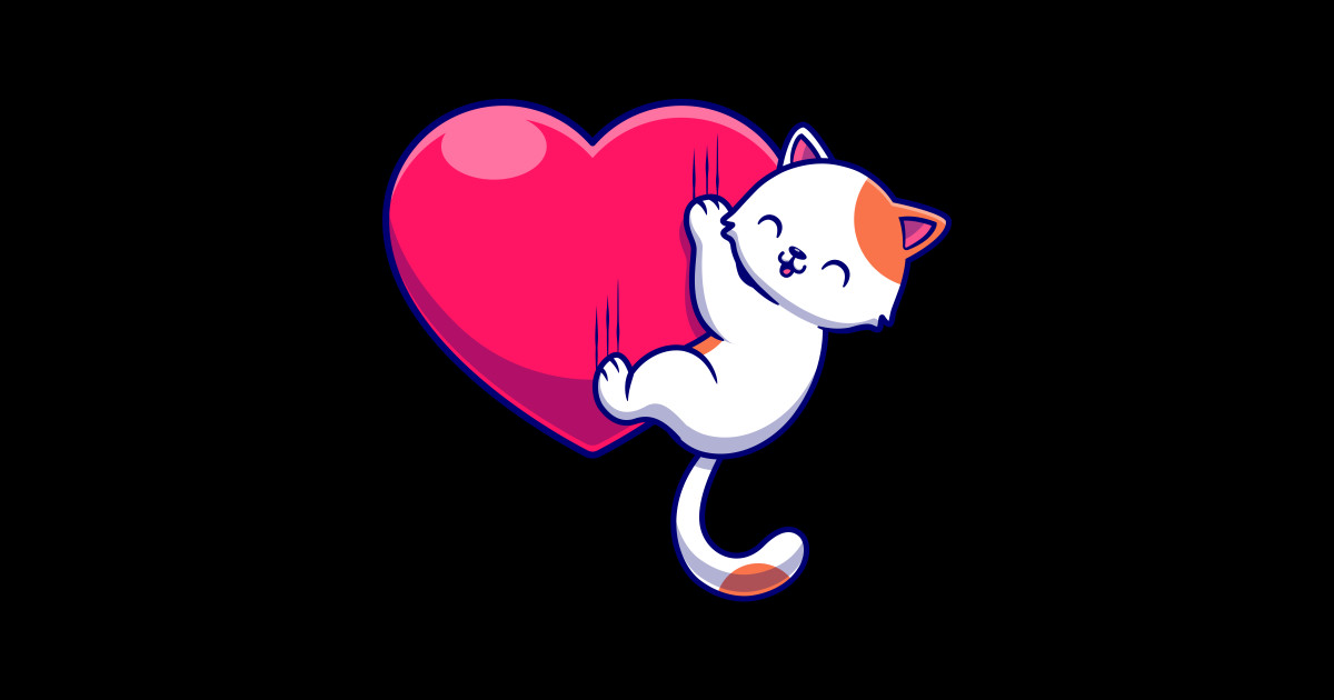 Cute Cat Hug Love Cartoon - Cute Cat Hug Love Cartoon - Magnet | TeePublic