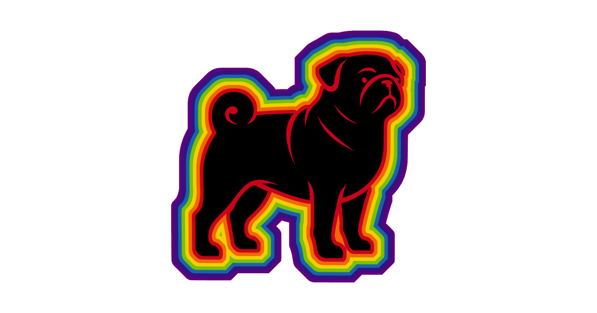 LGBTQ+ rainbow Pug dog silhouette - Pug Dog - T-Shirt | TeePublic