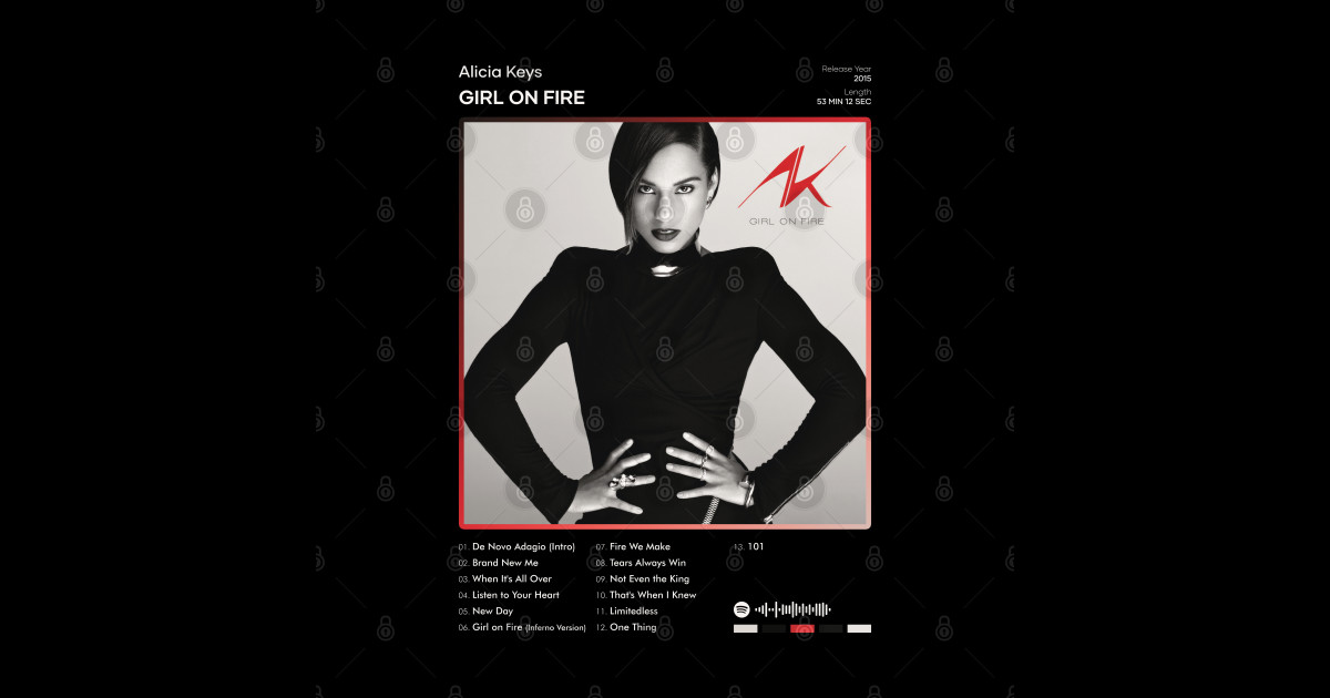 Alicia Keys - Girl On Fire Tracklist Album - Alicia Keys - Sticker ...