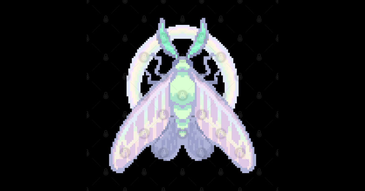 Pretty Pastel Pixel Art Moth - Pixel Art - Sticker | TeePublic