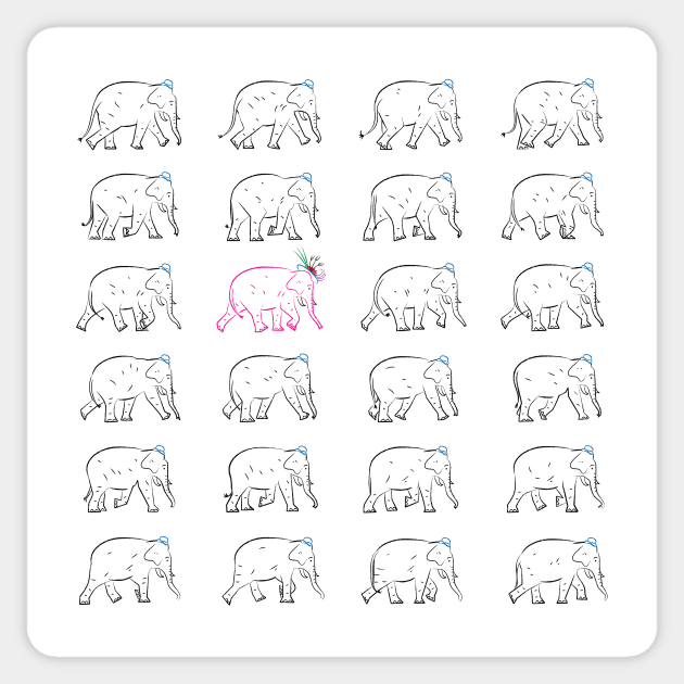 The Pink Elephant - Elephant - Sticker | TeePublic