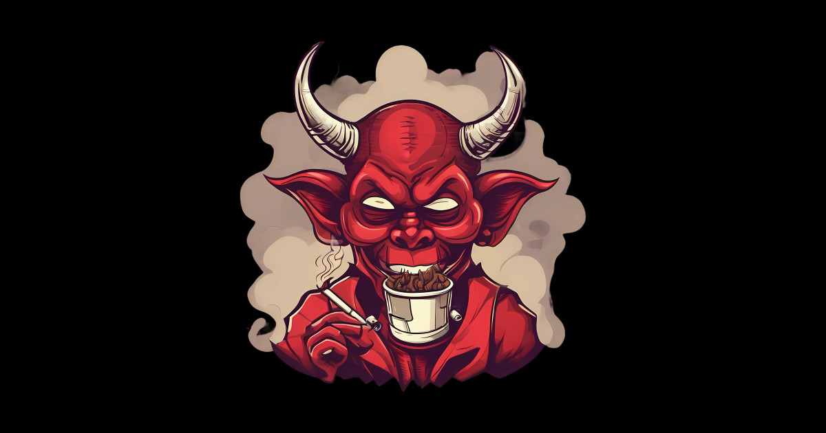devil smoking a blunt cartoon design - Devil Smoking - Posters and Art ...