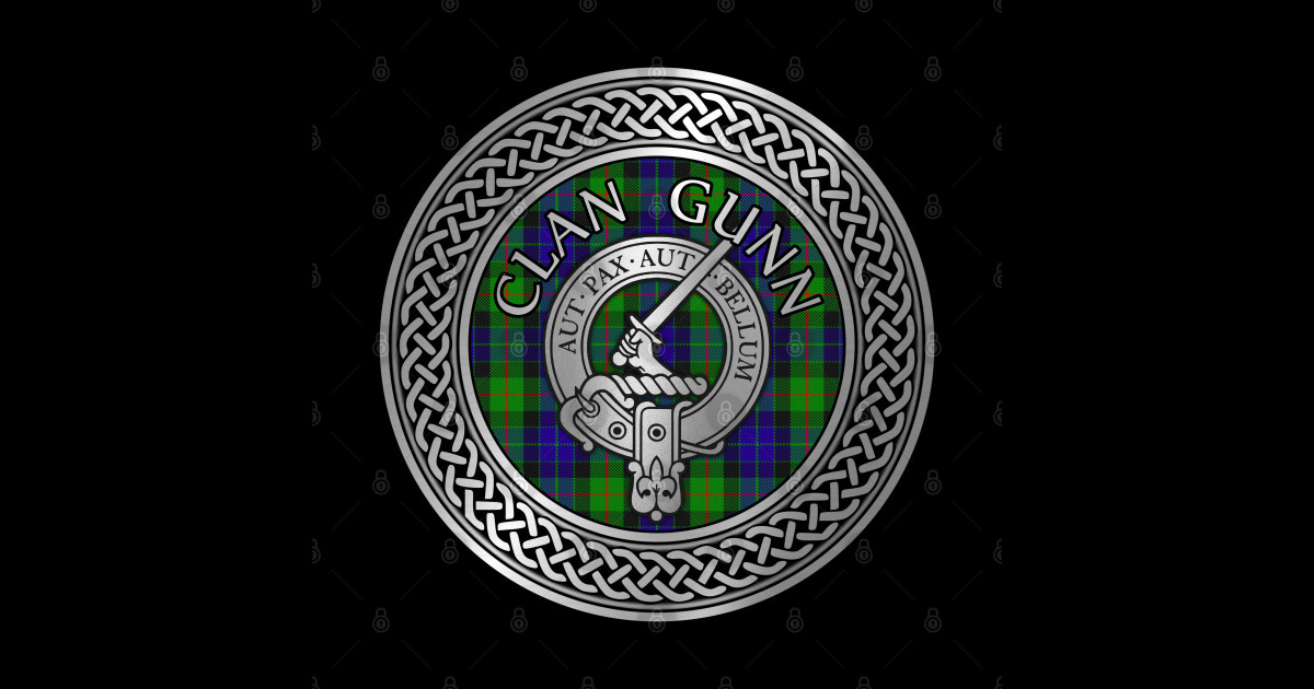 Clan Gunn Crest & Tartan Knot (Latin) - Gunn - Pin | TeePublic