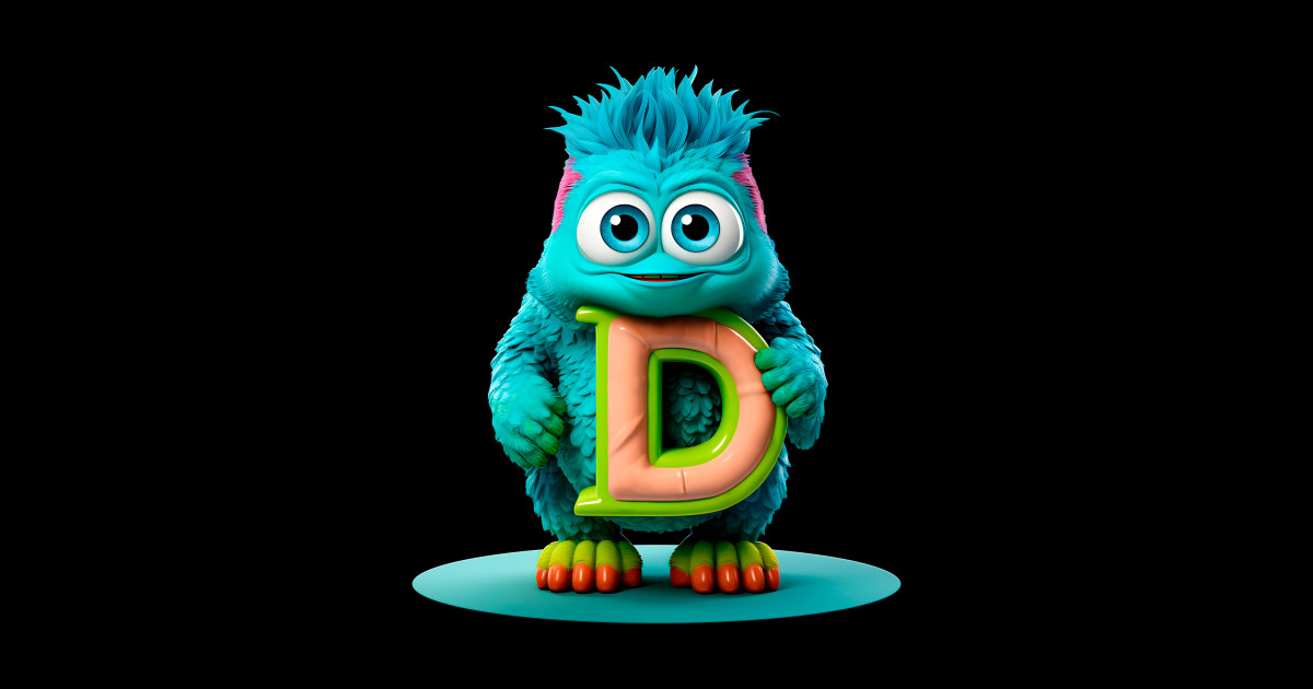 Adorable Kids Monster Alphabet Letter D Funny Back to School - Back To ...