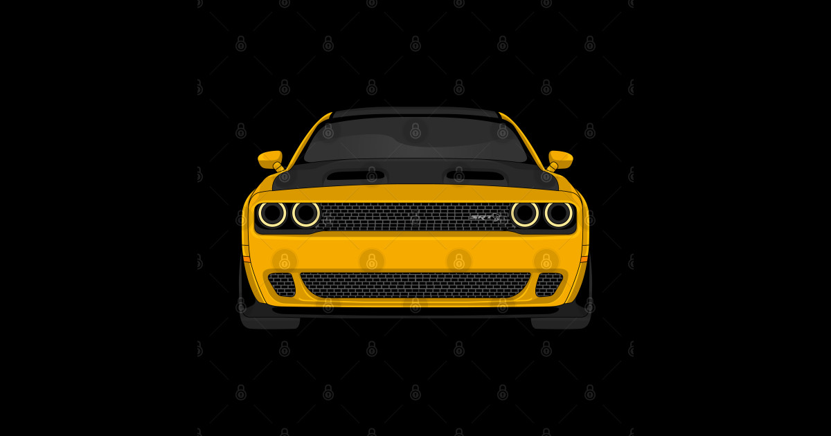 DODGE HELLCAT FRONT GOLD - Dodge Hellcat Challenger - Posters and Art ...