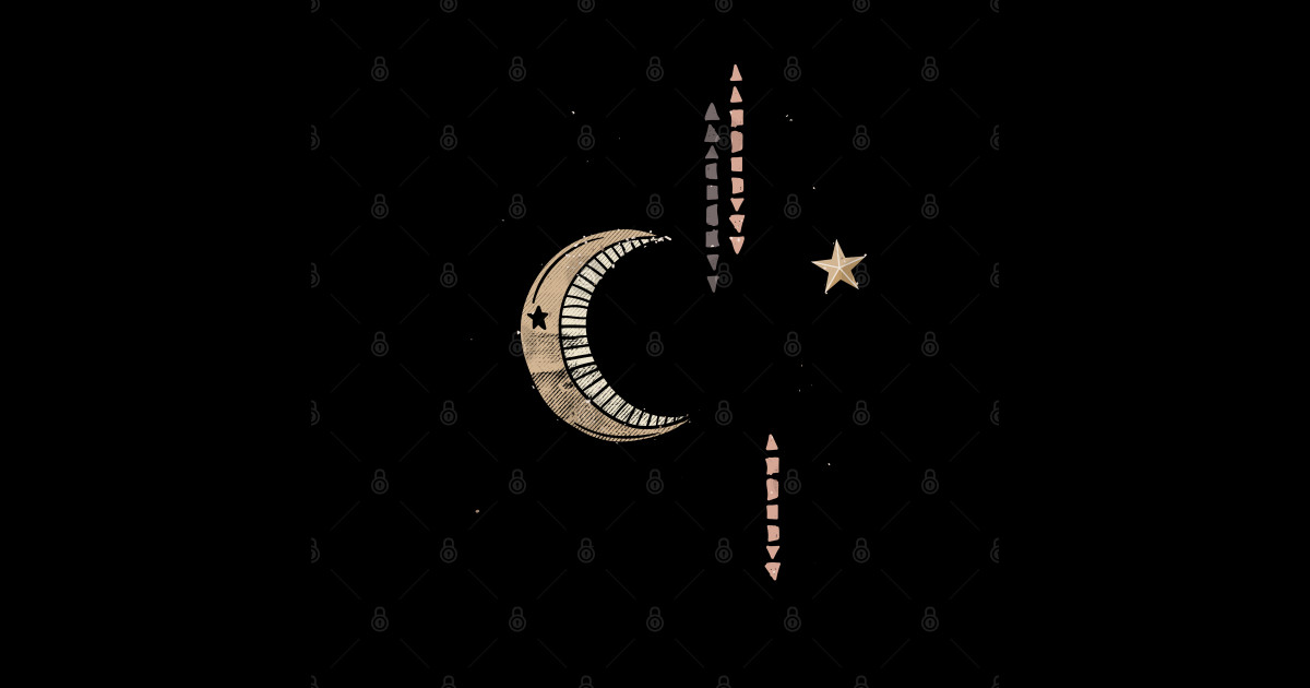 Boho Tribal Moons - cream - Boho Moon - Sticker | TeePublic