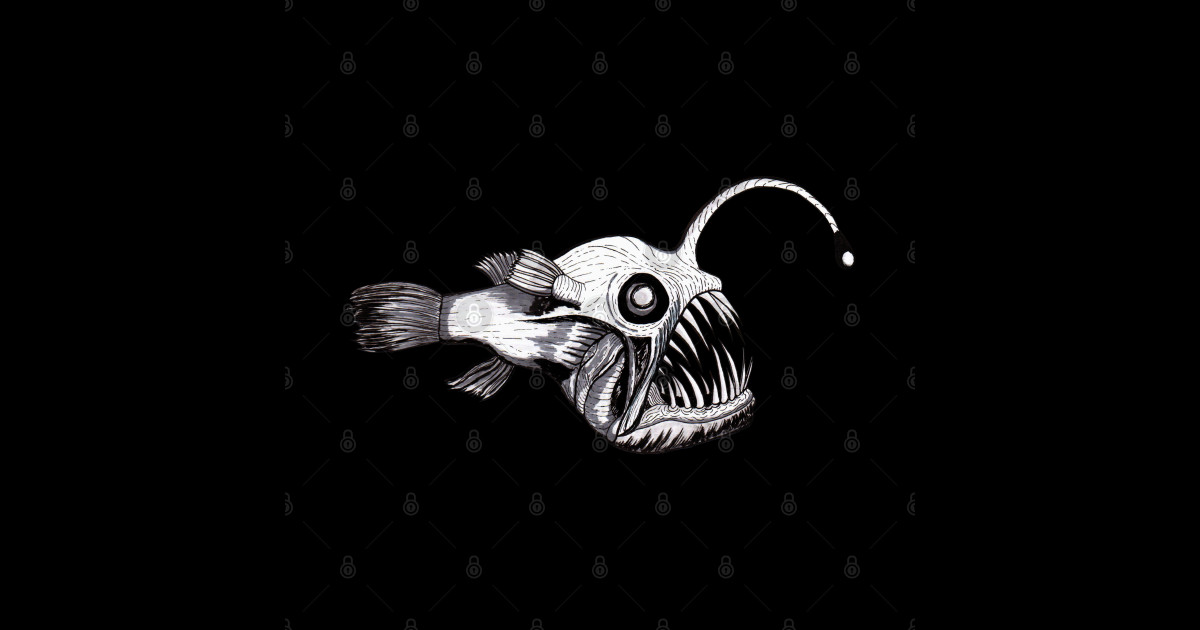 Angler Fish Ink Illustration - Angler Fish - Sticker | TeePublic