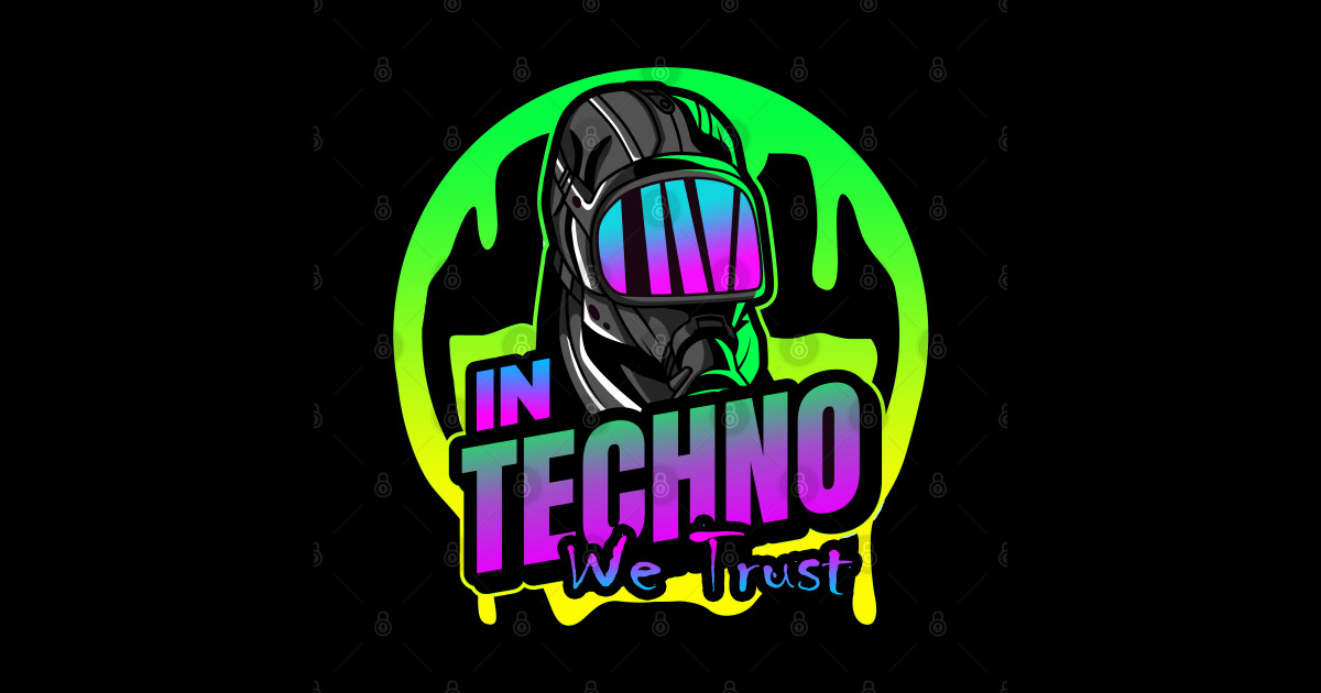 In Techno We Trust Apocalyptic Raver - Techno Raver - Sticker | TeePublic