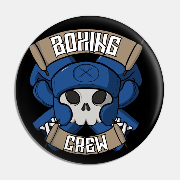 Boxing crew Jolly Roger pirate flag Blue corner - Boxing - Pin | TeePublic