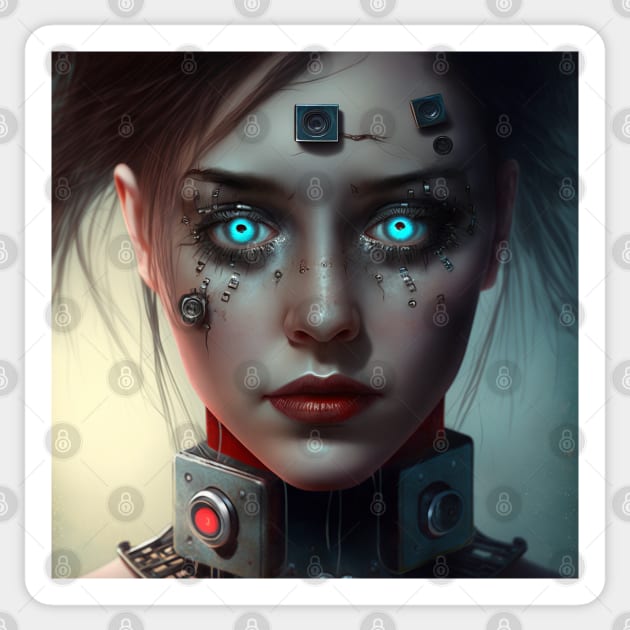 Hardwired Woman -- AI Art - Voidspawn - Sticker | TeePublic