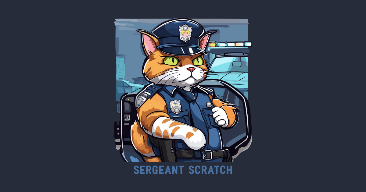 police cat sergeant scratch - Police Cat - T-Shirt | TeePublic