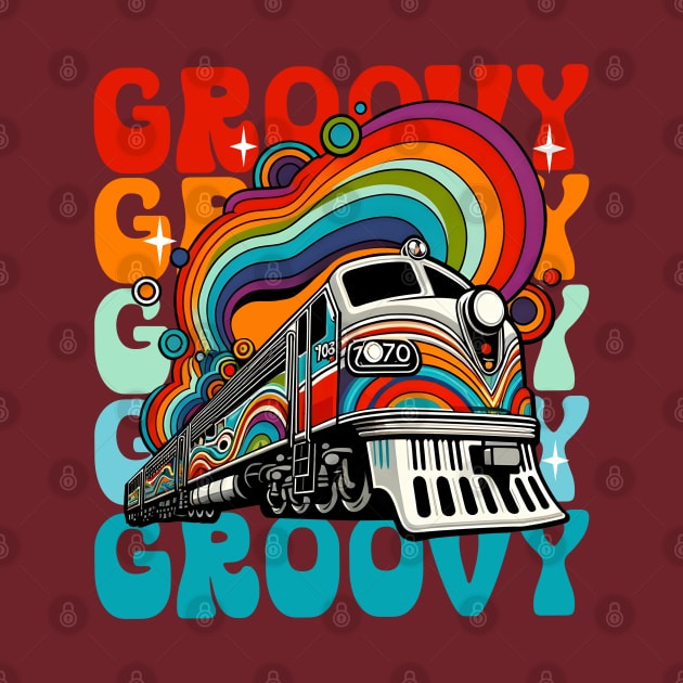 Groovy Train 70s Style Art - Groovy Art - T-Shirt | TeePublic