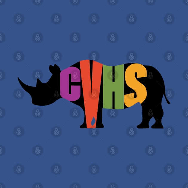 CVHS in color on Black rhino in silhouette. - Cvhs - T-Shirt | TeePublic