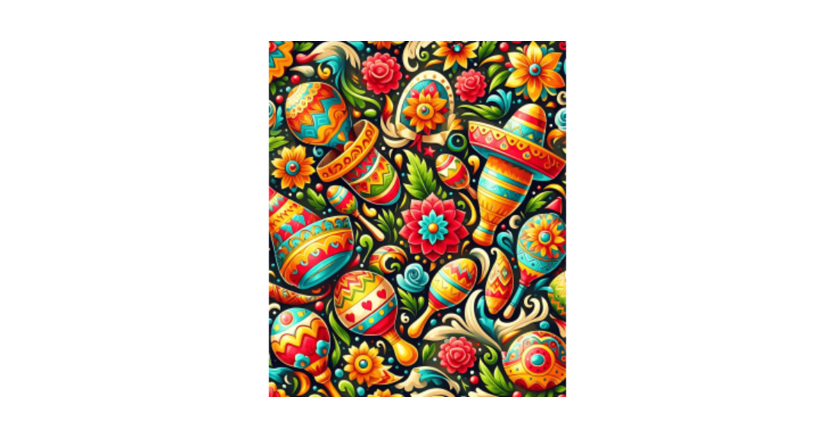 Vibrant Fiesta Patterns - Mexican - T-Shirt | TeePublic