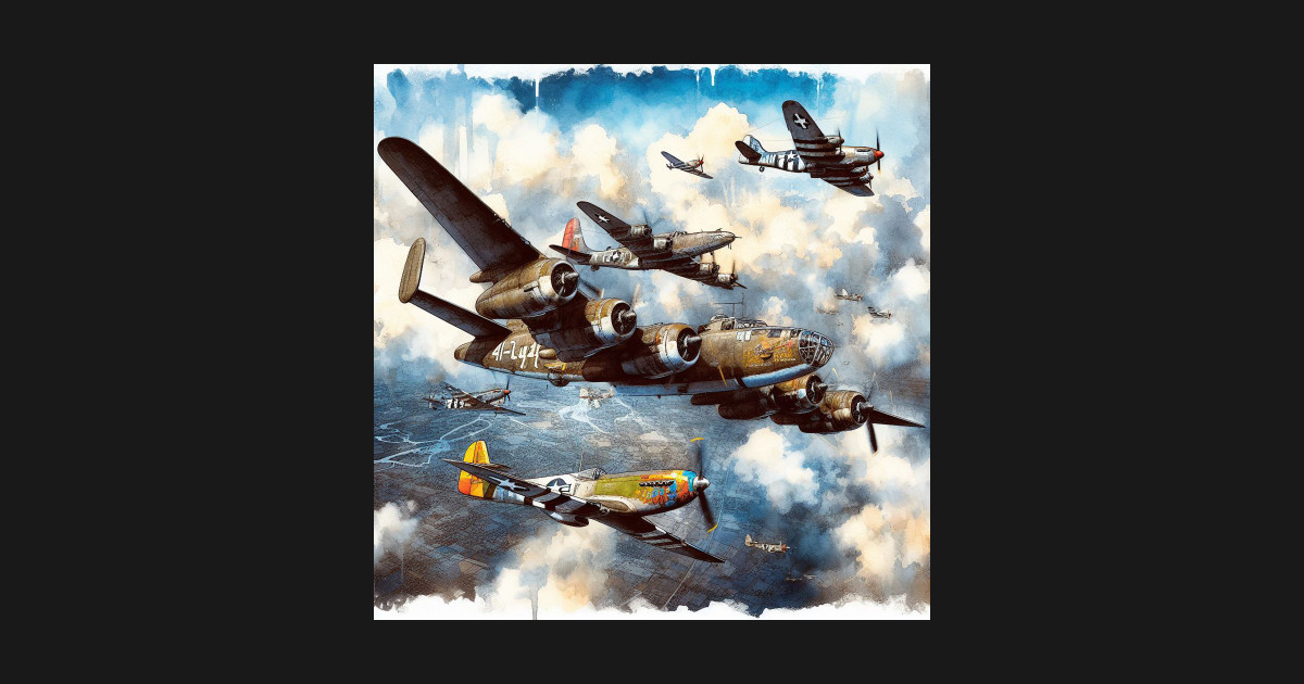 Fantasy illustration of WWII aircraft in battle - Wwii Bomber - T-Shirt ...