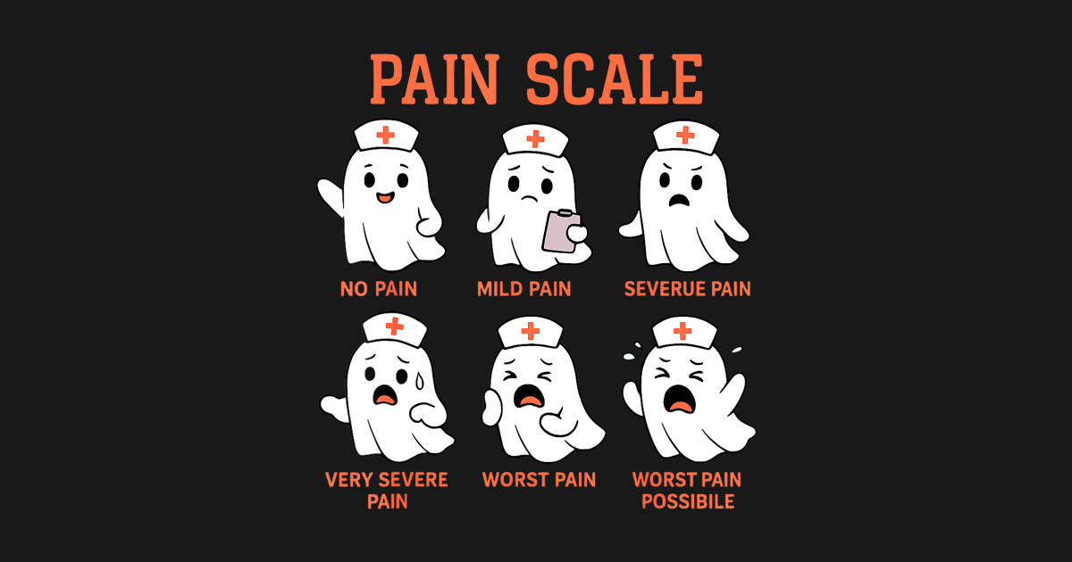 Spooky Ghost Pain Scale Trauma Nurse Triage Halloween Fall - Spooky ...