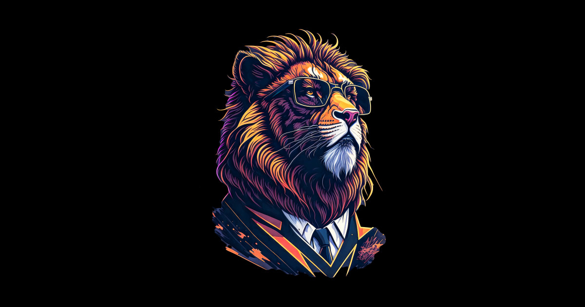Aviator Lion - Vintage - Sticker | TeePublic
