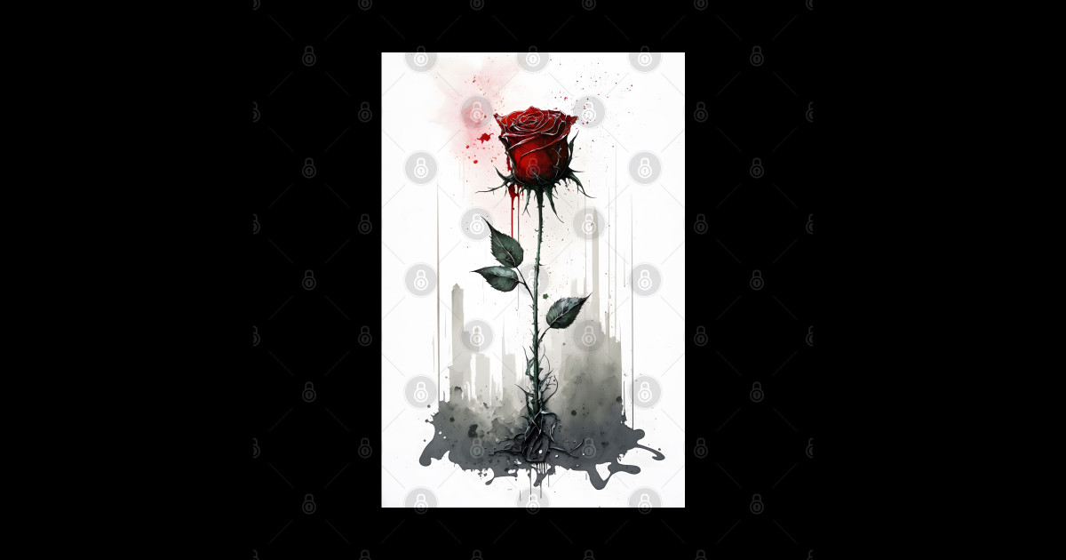 Dark Gothic Red Rose Abstract Art - Goth Red Rose - Sticker | TeePublic