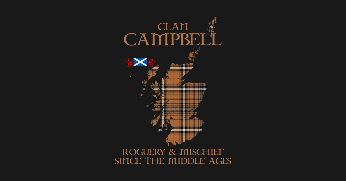 Clan Campbell of Braemar tartan Scotland map Saltire flag and lion ...