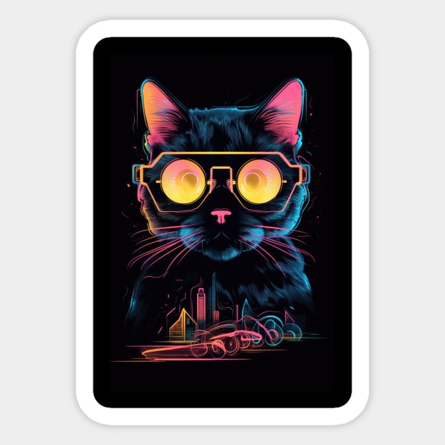 Cyber Nerd Cat - Cat - Sticker | TeePublic
