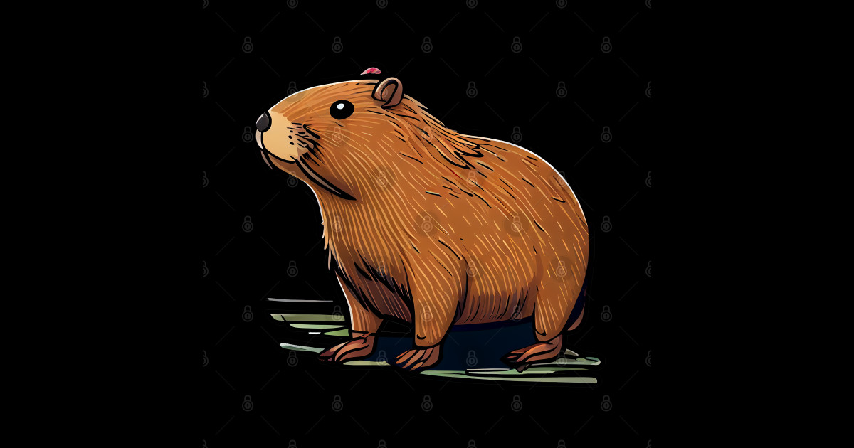 Capybara animal cartoon art #capybara - Capybara Art - Sticker | TeePublic