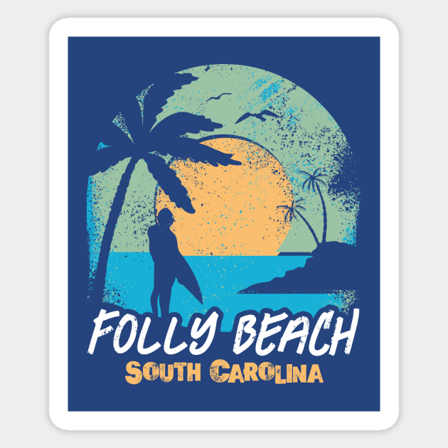 Retro Sunset Folly Beach South Carolina Surfing // Retro Carolina Beach ...