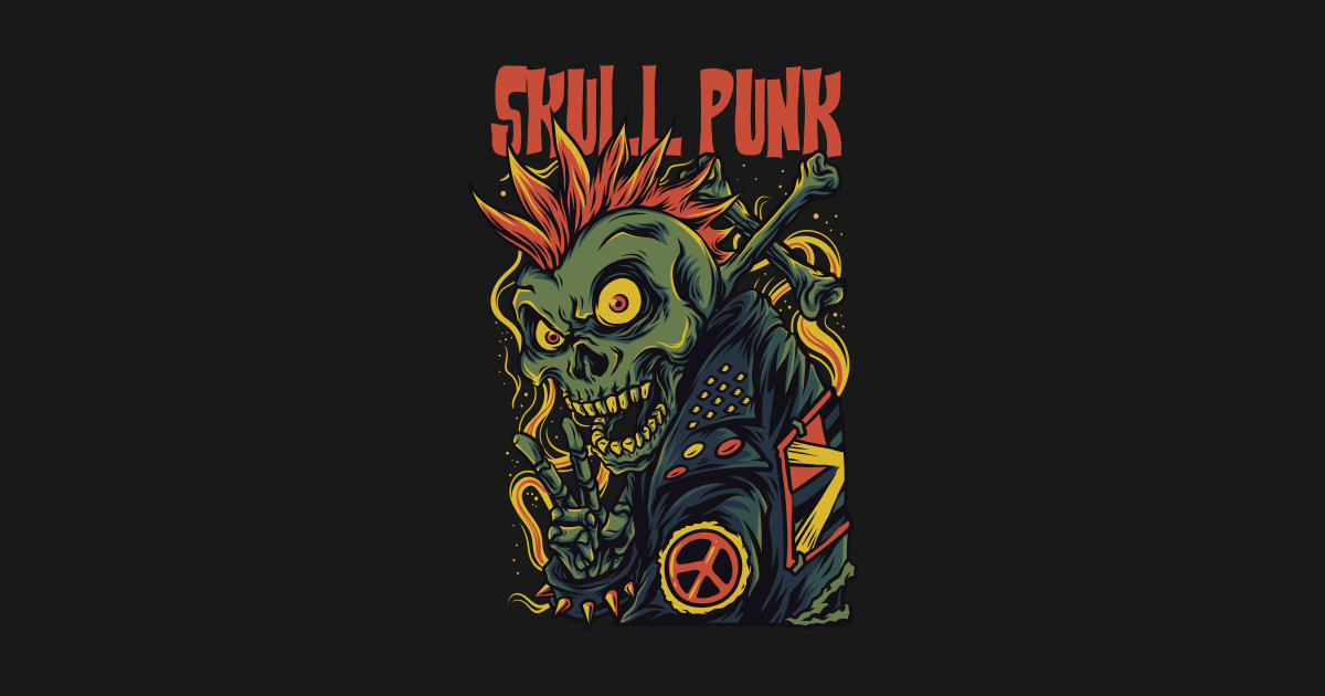 Skull punk scary monster design - Punk - Hoodie | TeePublic