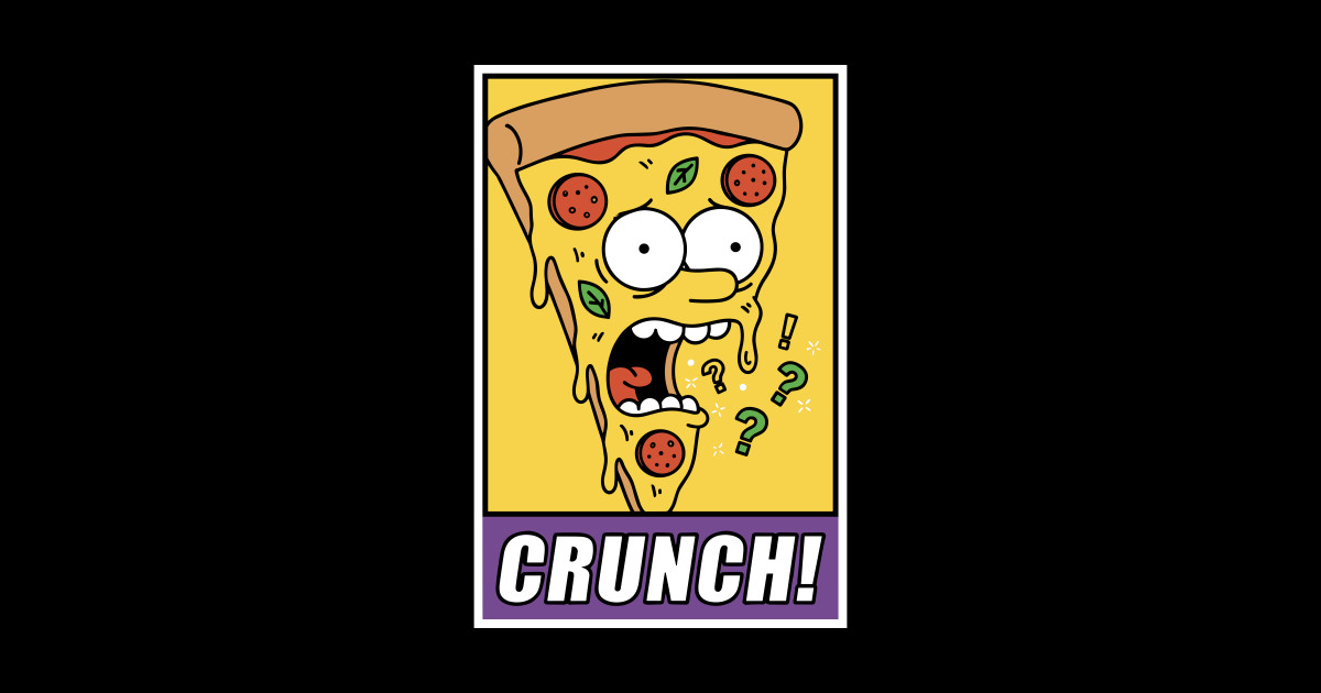 Crunch! Scared Pizza Slice Funny Cartoon - Funny Pizza - Sticker ...
