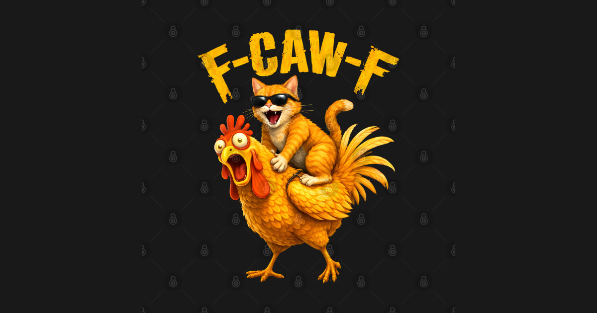 F-CAW-F Cat Riding Chicken - F Caw F Chicken - T-Shirt | TeePublic