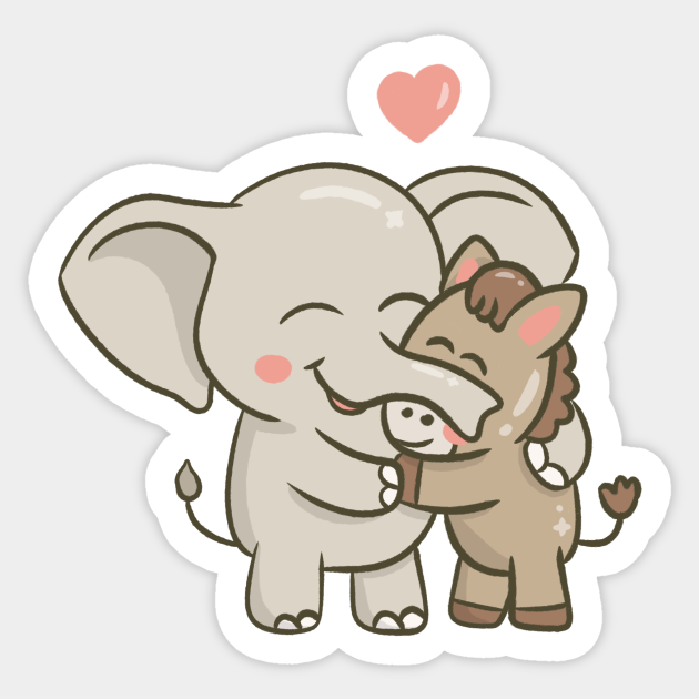 Elephant and Donkey Hugging - Politically Agnostic - Sticker | TeePublic