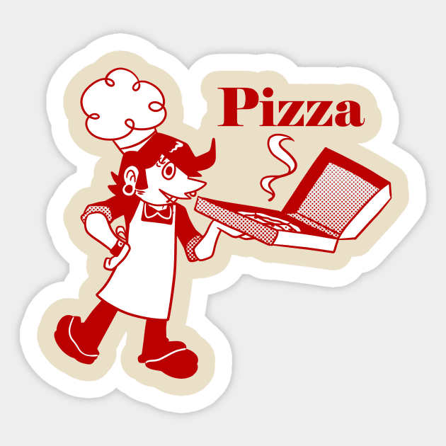 Vintage Looking Goth Pizza Boy - Goth Pizza Boy - Sticker | TeePublic