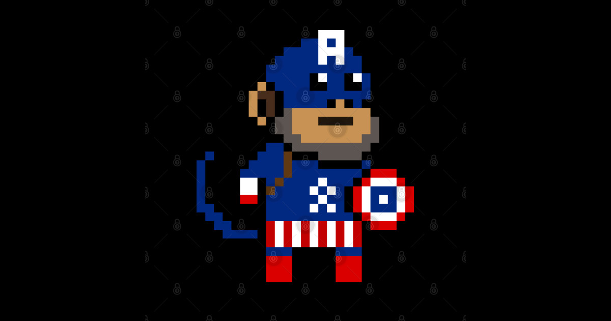 Pixel Art, Captain Kong - Pixel Art - Sticker | TeePublic