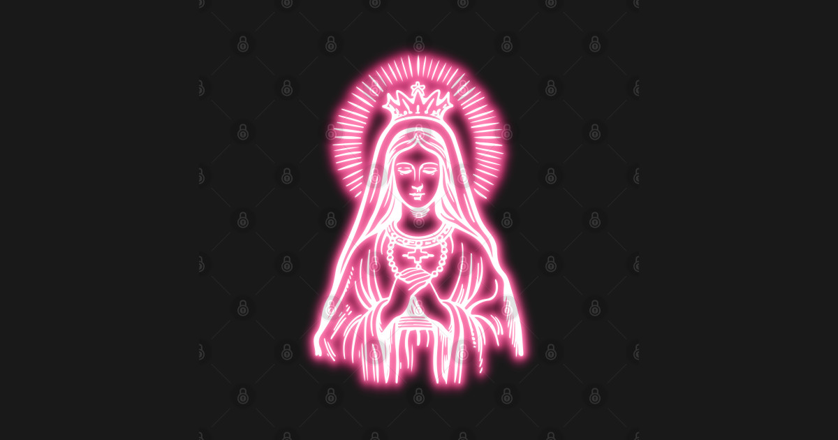 Pink Neon Virgin Mary - Virgin Mary - T-Shirt | TeePublic