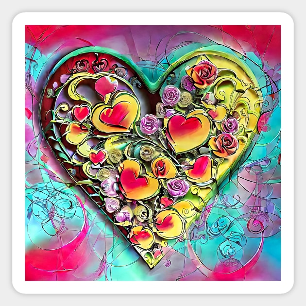 Yellow and reds in heart - Mother - Sticker | TeePublic