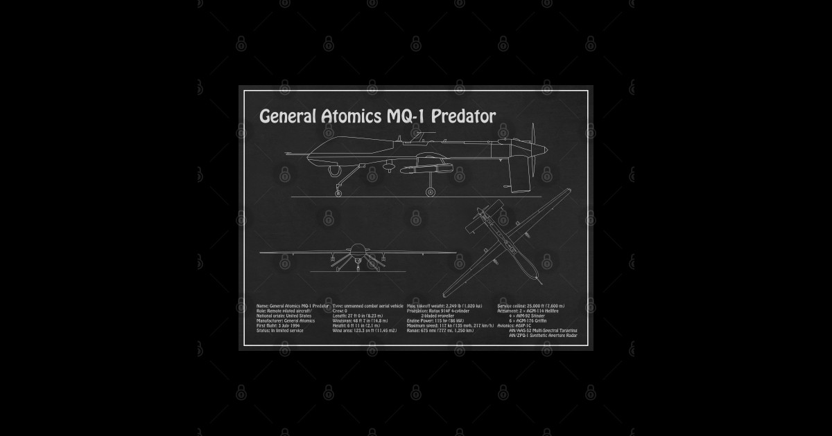 General Atomics MQ-1 Predator - Airplane Blueprint Plans - PD ...