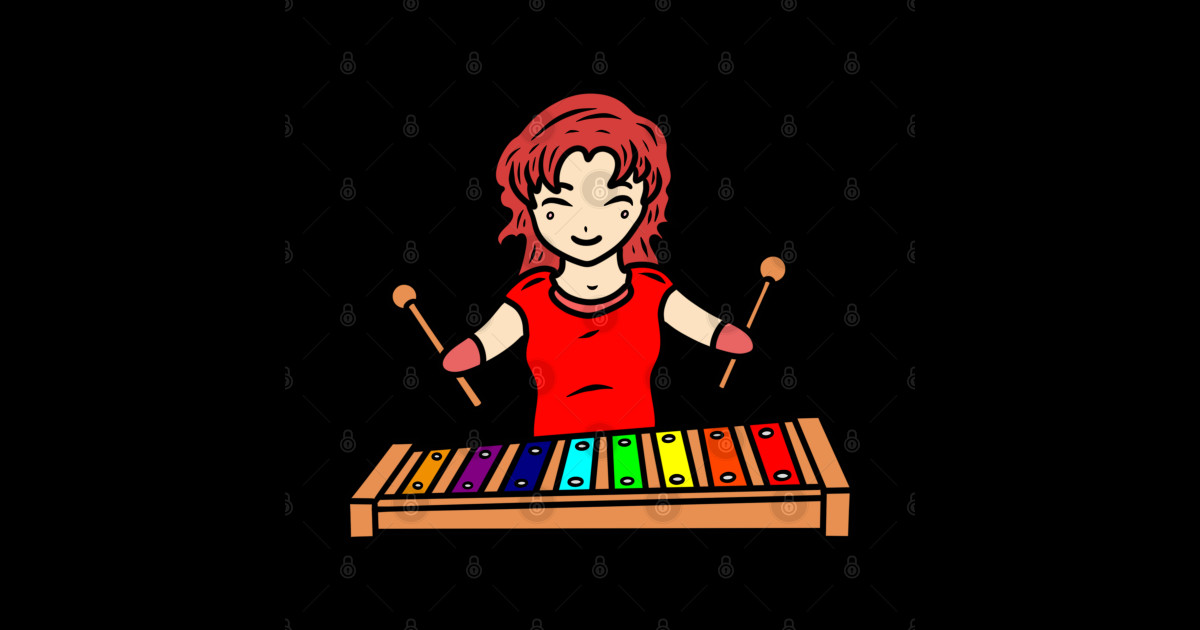 Cute girl xylophone - Xylophone - Sticker | TeePublic