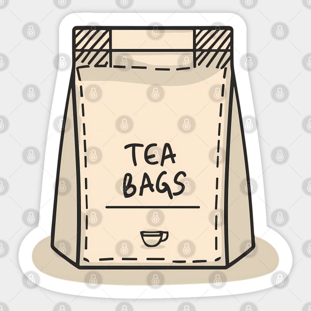 Line art of a Tea bag - Tea Bag - Sticker | TeePublic