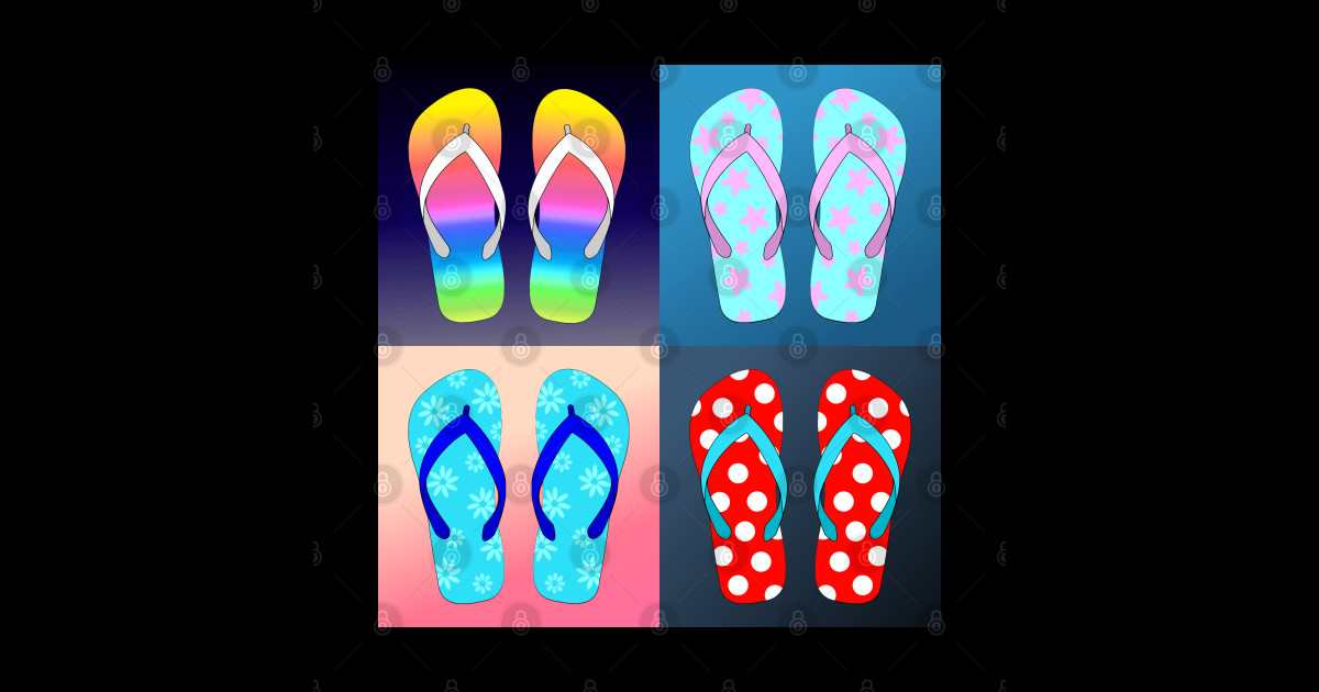 Flip Flop Pop Art - Flip Flops - Sticker | TeePublic