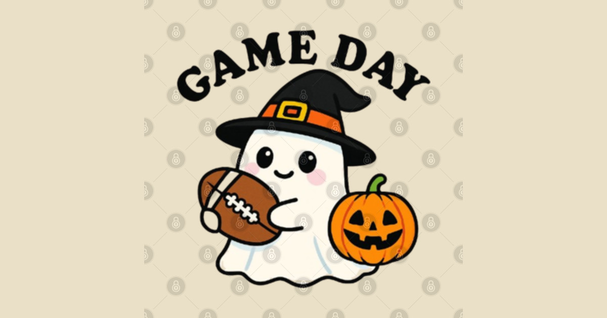 Football Game Day Ghost Halloween - Football Game Day - T-Shirt | TeePublic